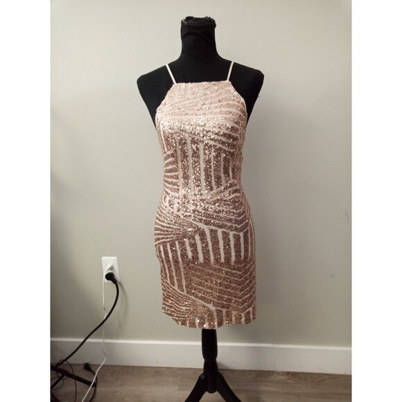 Charlotte Russe | Dresses | Charlotte Russe Juniors Tan Rose Gold Mini ...